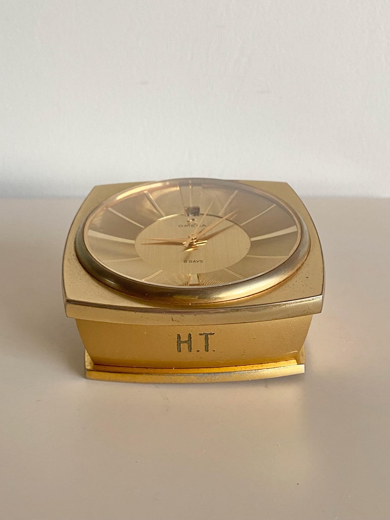 1960s Omega 8-Day Solid Brass Gold Gilt Desk Clock Ref. 5550 For Sale ...