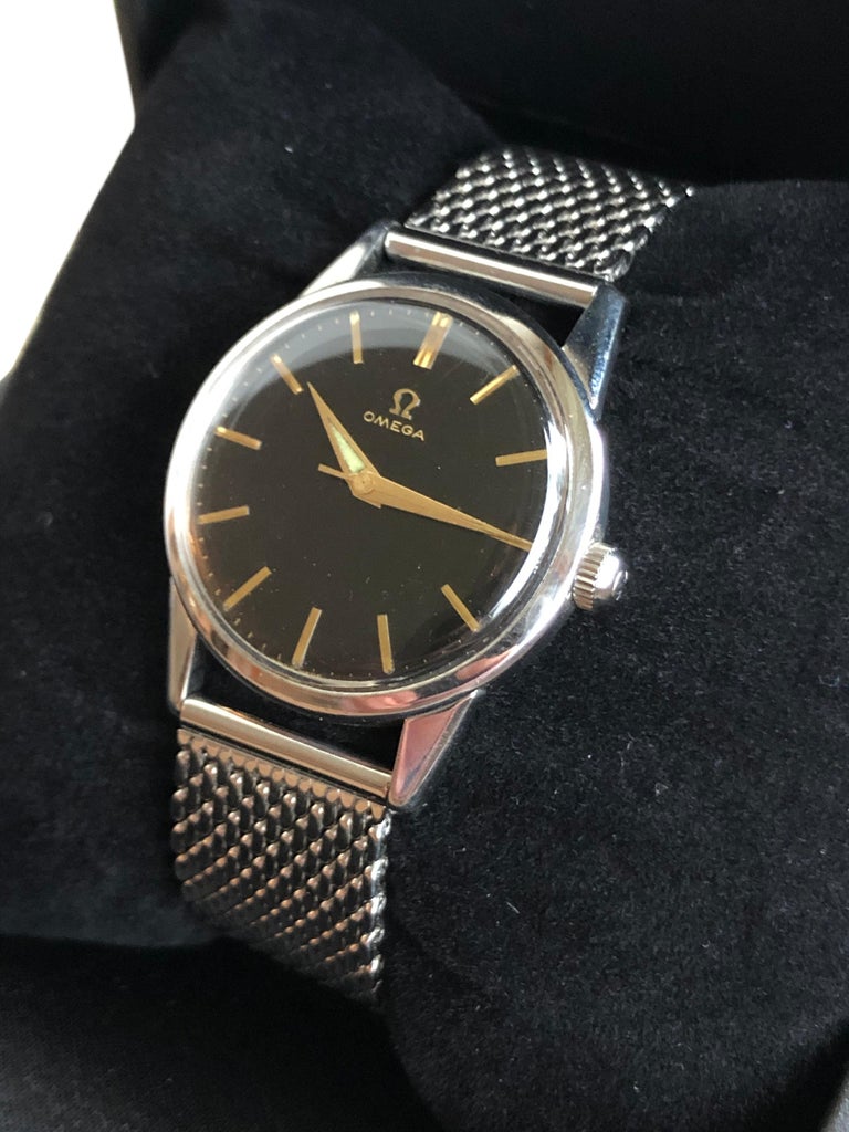 1960s Omega Classic Wristwatch Steel with Manual Winding and Milanese ...