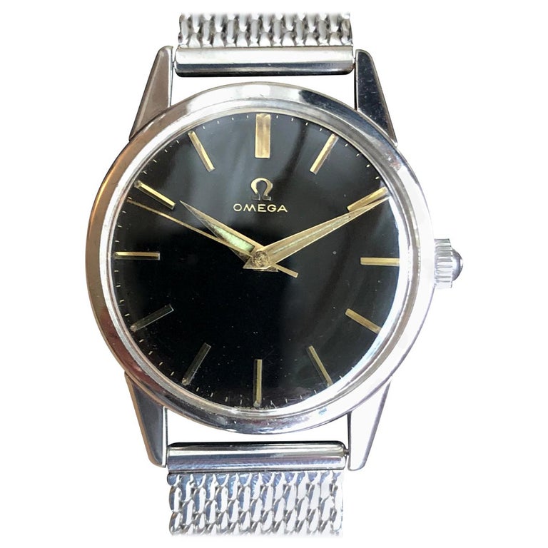 1960s Omega Classic Wristwatch Steel with Manual Winding and Milanese ...
