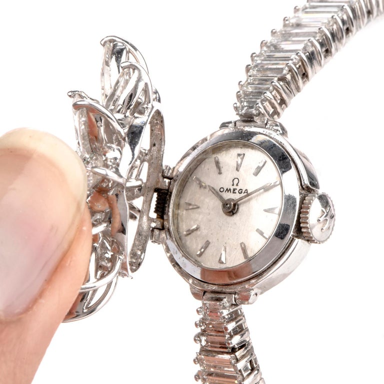 1960s Omega Platinum Ladies Diamond Covered Watch at 1stDibs | platinum ...