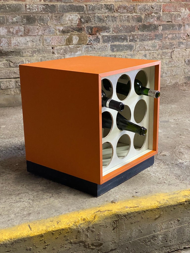 1960s Orange and Black Cube Wine Rack For Sale at 1stDibs