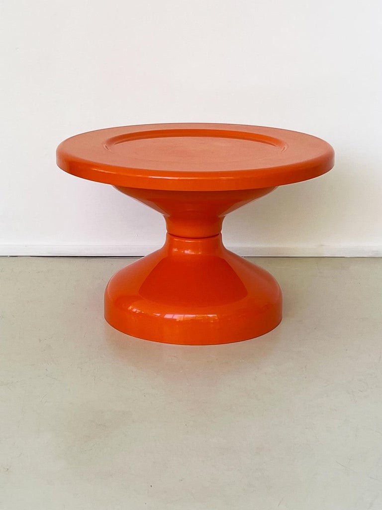 1960s, Orange Rocchetto Table by A and P.G.Castiglioni for Kartell For ...