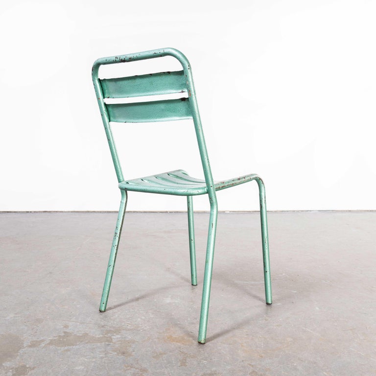 1960's, Original Green French Tolix T2 Metal Outdoor Dining Chairs, Set ...