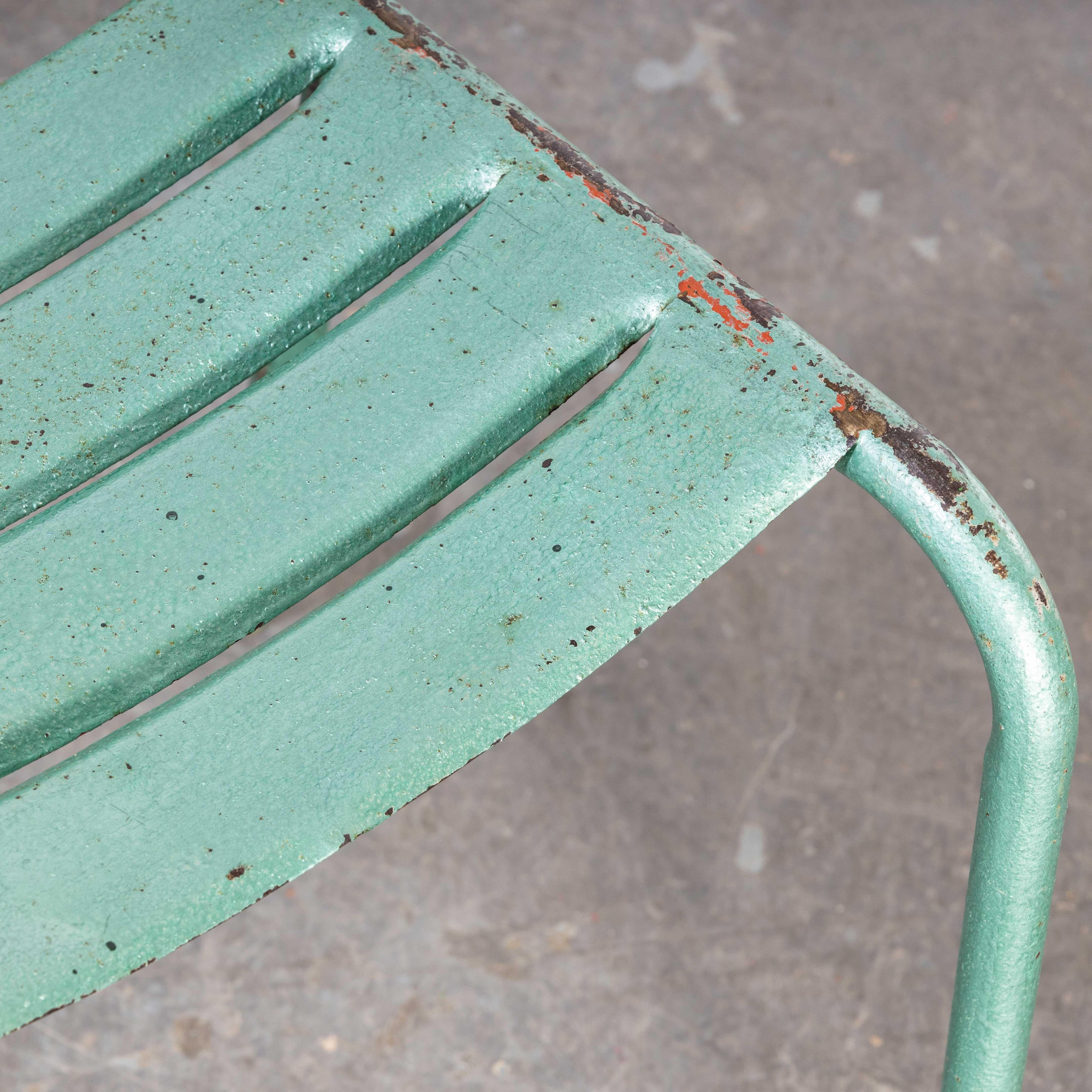 1960's, Original Green French Tolix T2 Metal Outdoor Dining Chairs, Set ...
