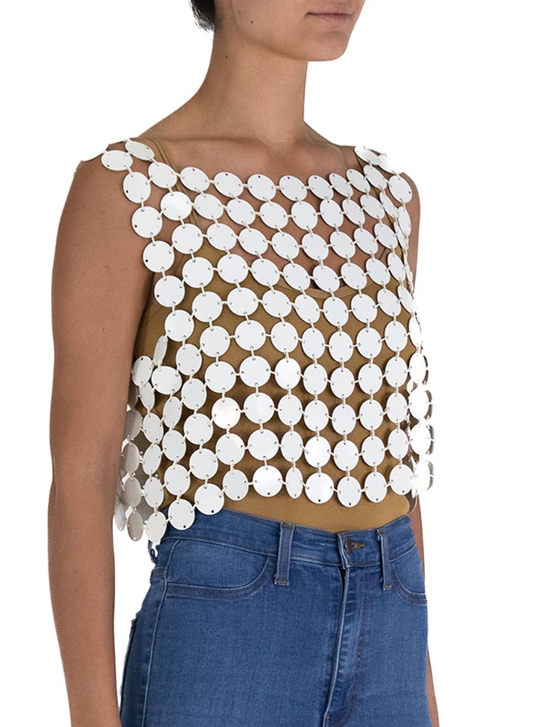 1960'S Paco Rabanne Style White Plastic Circle Chainmail Top For Sale ...