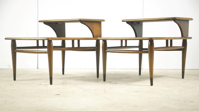 1960s Pair Lane Mid-Century Modern Walnut End Tables Dovetails For Sale ...