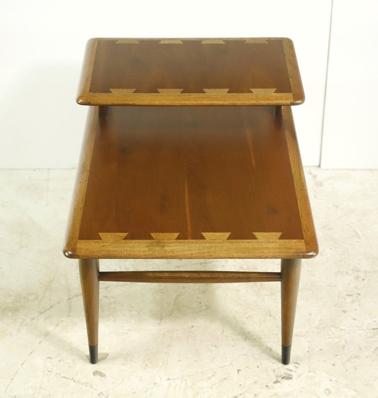 1960s Pair Lane Mid-Century Modern Walnut End Tables Dovetails For Sale at 1stDibs