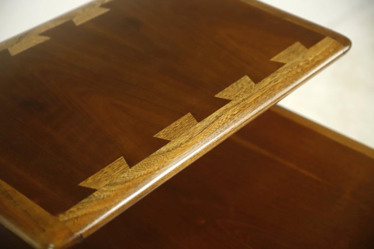 1960s Pair Lane Mid-Century Modern Walnut End Tables Dovetails For Sale at 1stDibs