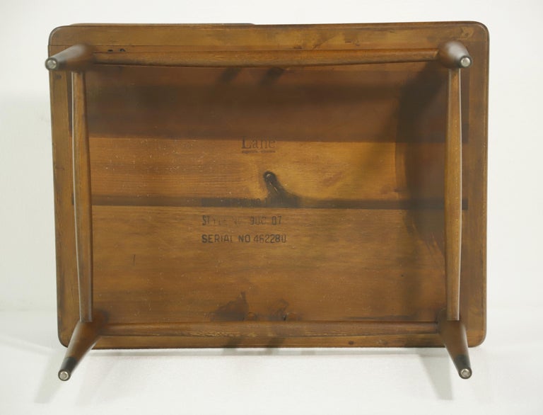 1960s Pair Lane Mid-Century Modern Walnut End Tables Dovetails For Sale at 1stDibs