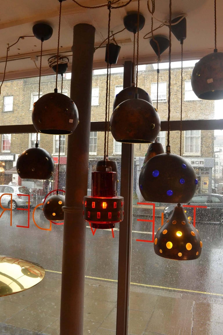 1960s Pair of Copper and Red Colored Glass Pendants by Nanda Still at ...