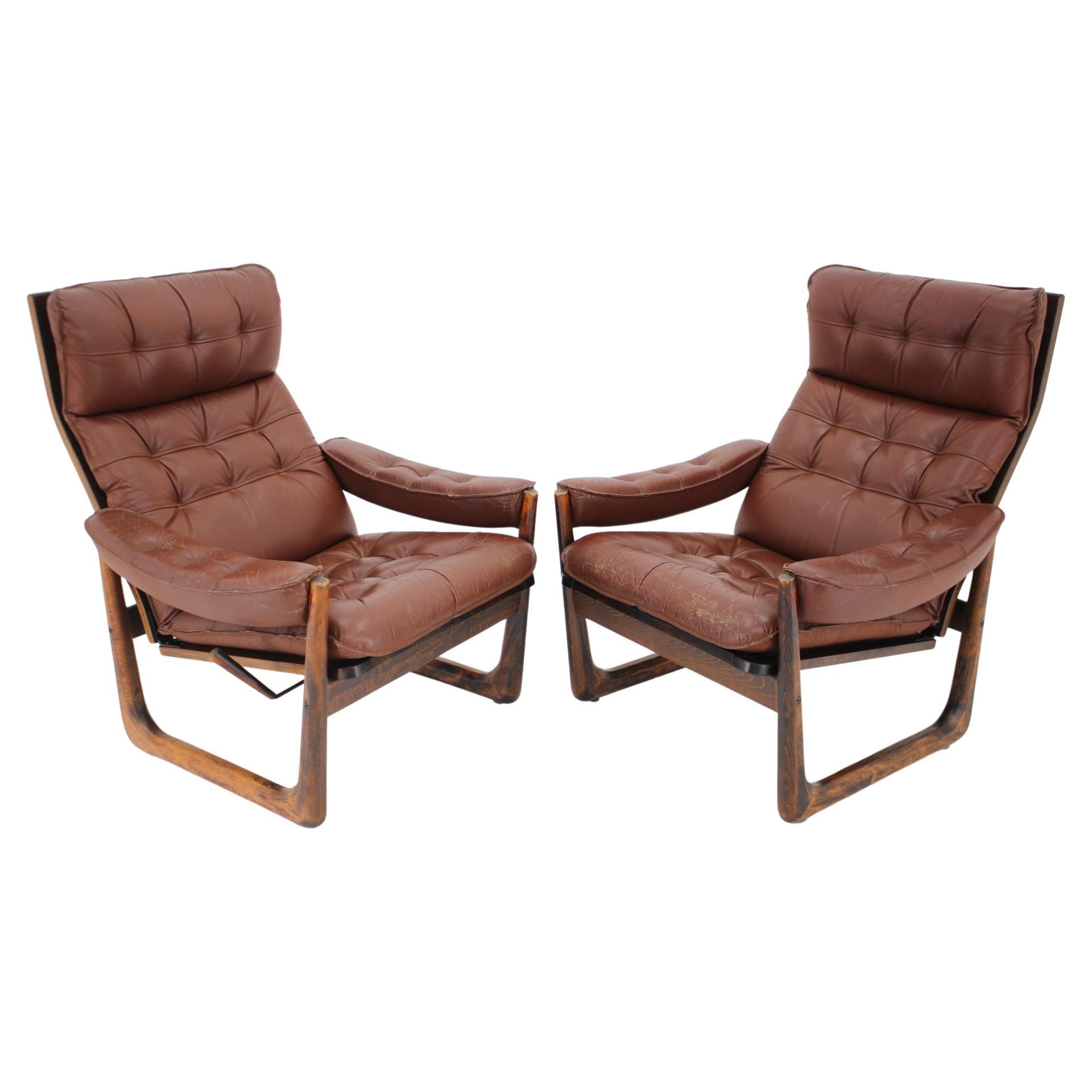 1960s Adjustable Leather Armchair by Genega Mobler, Denmark For Sale at ...