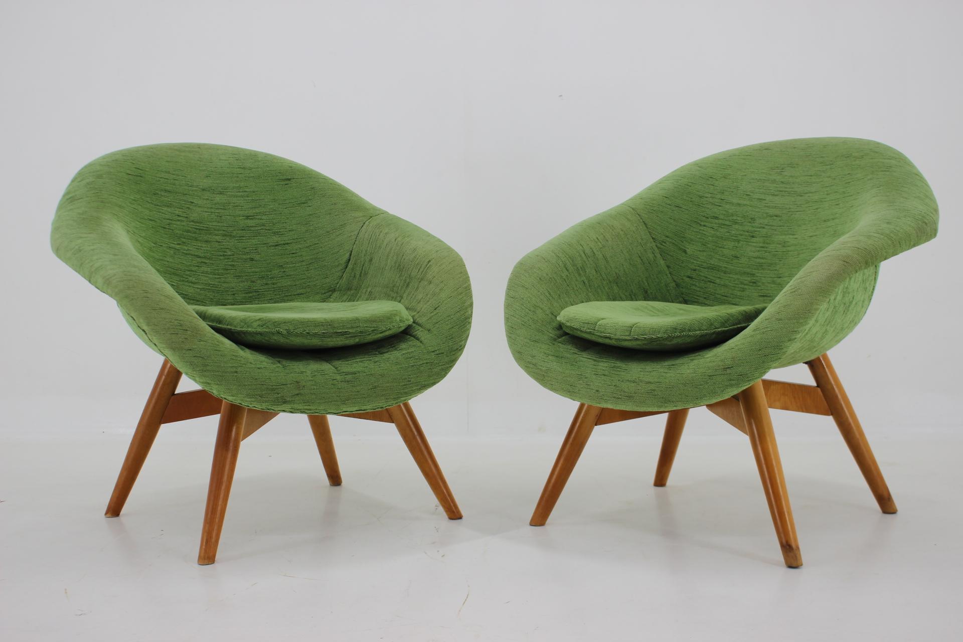 1960s Pair of Miroslav Navratil Lounge Chairs, Czechoslovakia For Sale ...