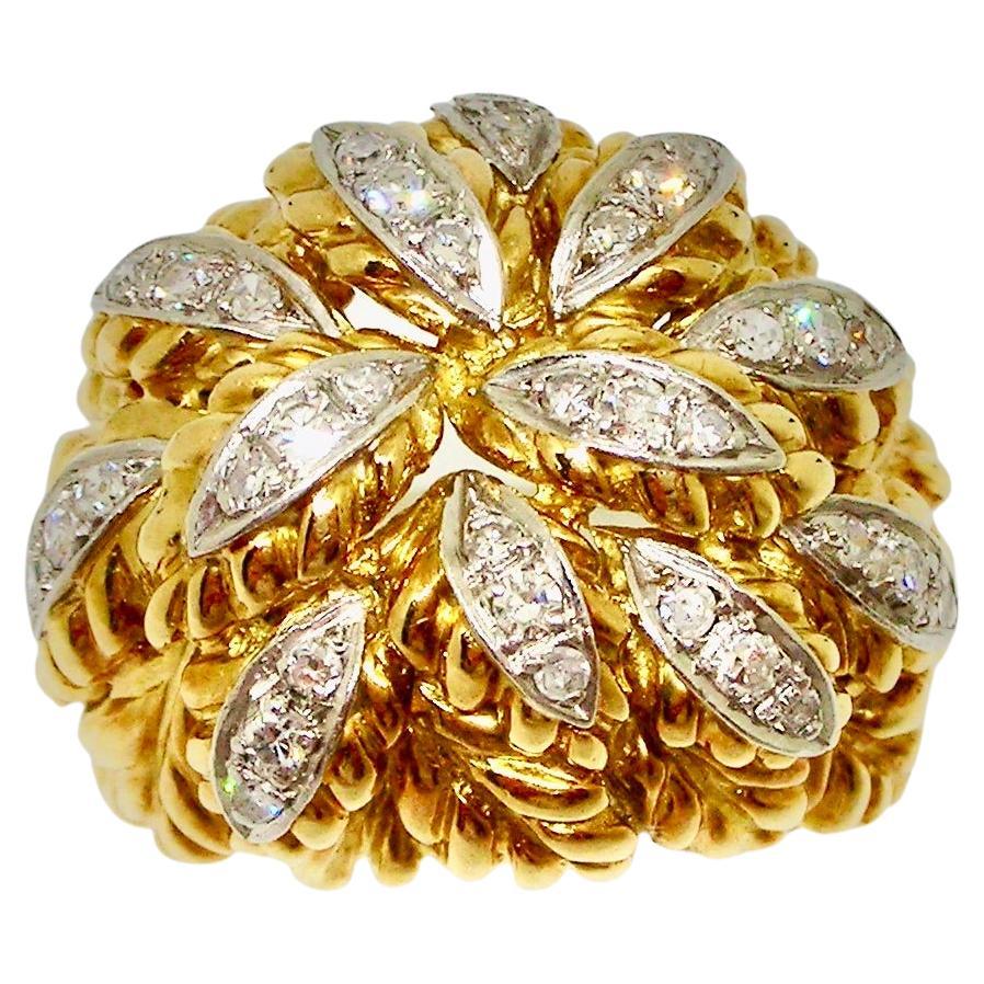 1960s Diamond Swirl Cocktail Ring at 1stDibs