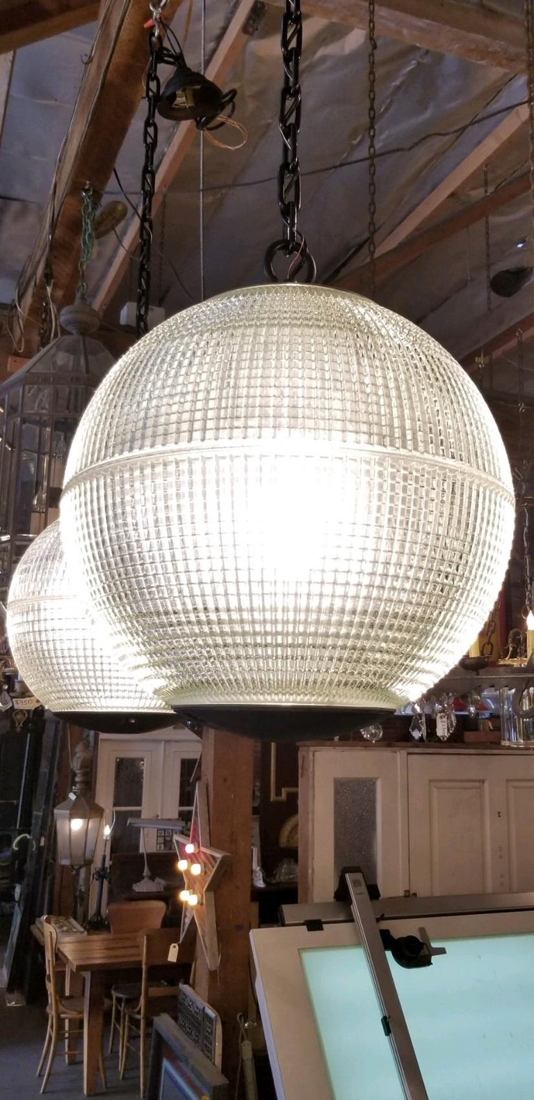 1960s Paris Holophane Globe Streetlight Turned Pendant Street Light at ...