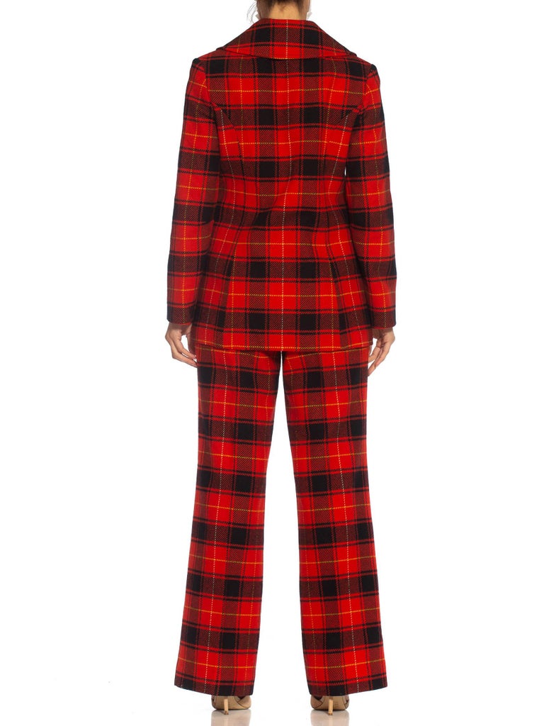 1960S PENDLETON Red and Black Plaid Wool Fully Lined, Wide Lapel Pant ...