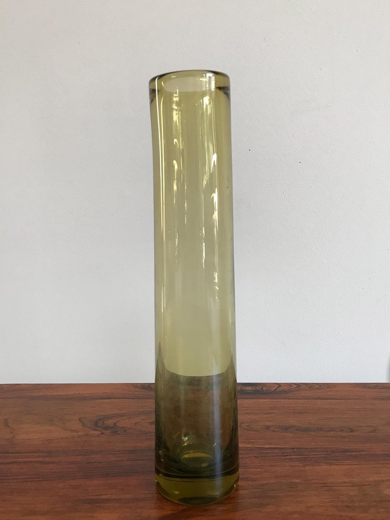 1960s Per Lutken Scandinavian Midcentury Olive Green Glass Vases for ...