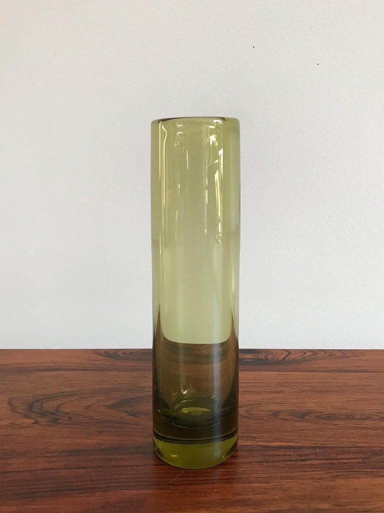 1960s Per Lutken Scandinavian Midcentury Olive Green Glass Vases for ...
