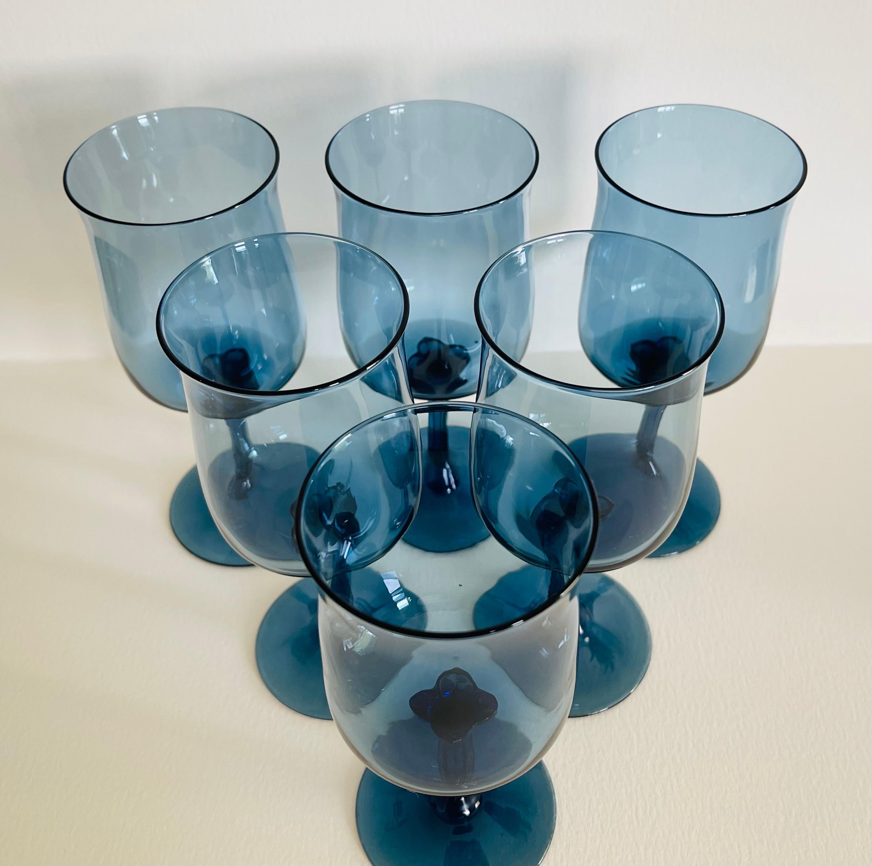 1960s Periwinkle Blue Glass Wine Stems, Set of 6 For Sale at 1stDibs ...