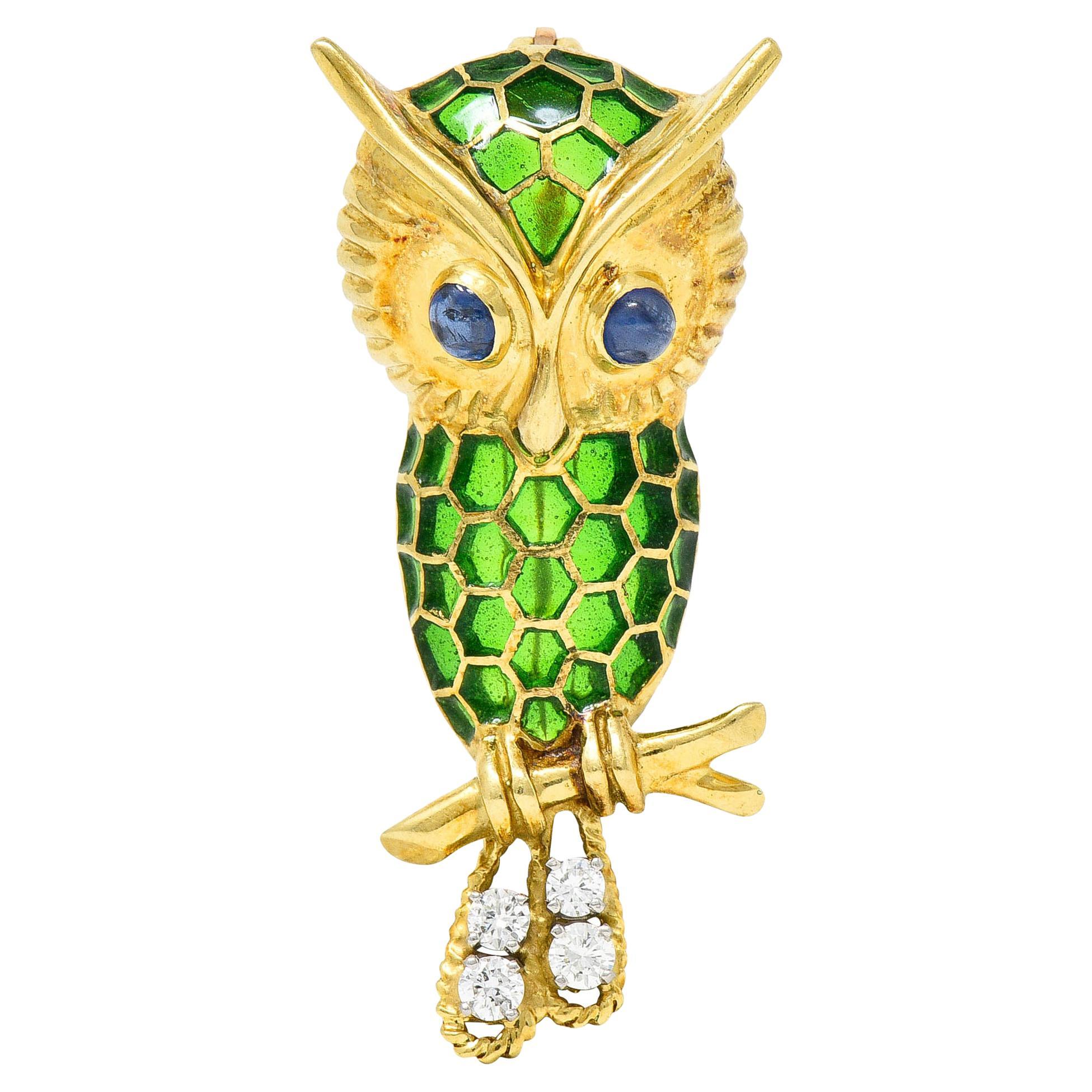 1970s Peter Lindeman 18 Karat Yellow Gold and Diamond Pied Piper Brooch ...