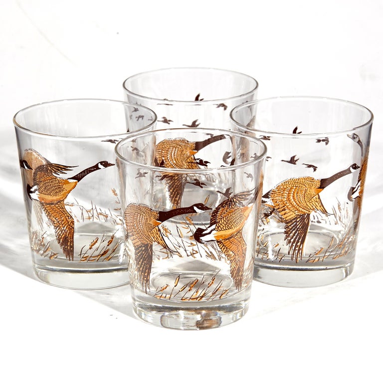 1960s Pheasant Glass Bar Tumblers Set Of 4 For Sale At 1stdibs