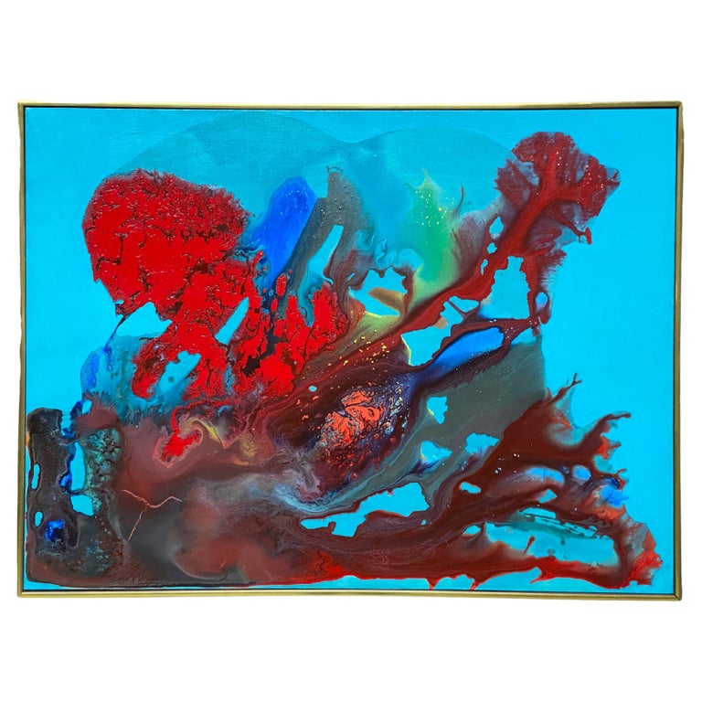 1960s Phillip Schreibman Style Spatter and Blow Psychedelic Painting ...