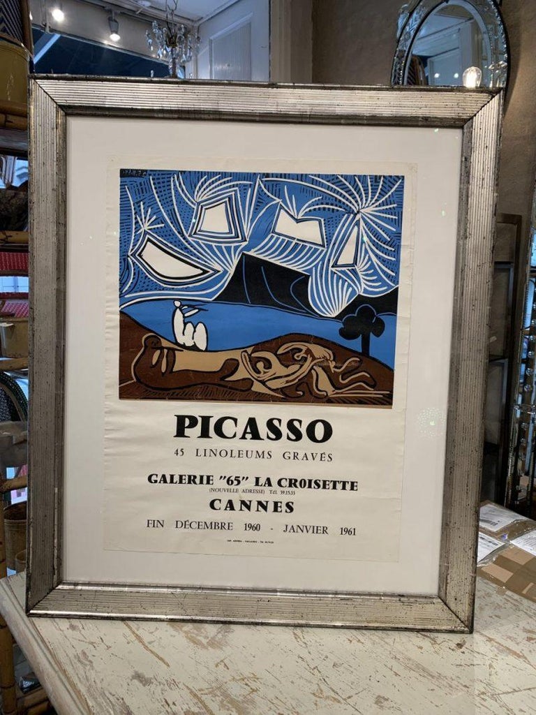 1960s Picasso Poster in Antique Silver Frame at 1stDibs
