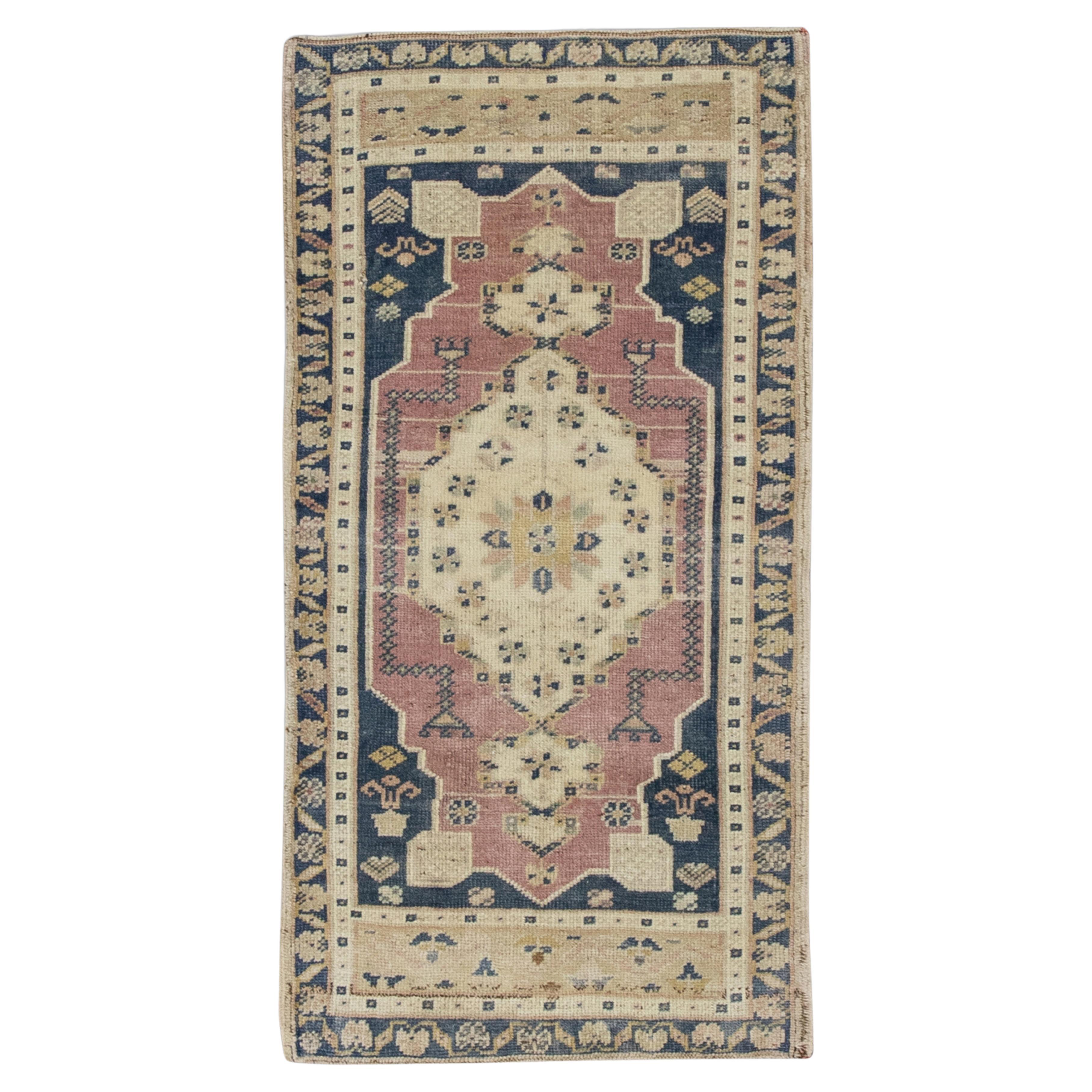 1960s Pink and Blue Vintage Turkish Mini Rug 1'8" X 3'3" For Sale at ...