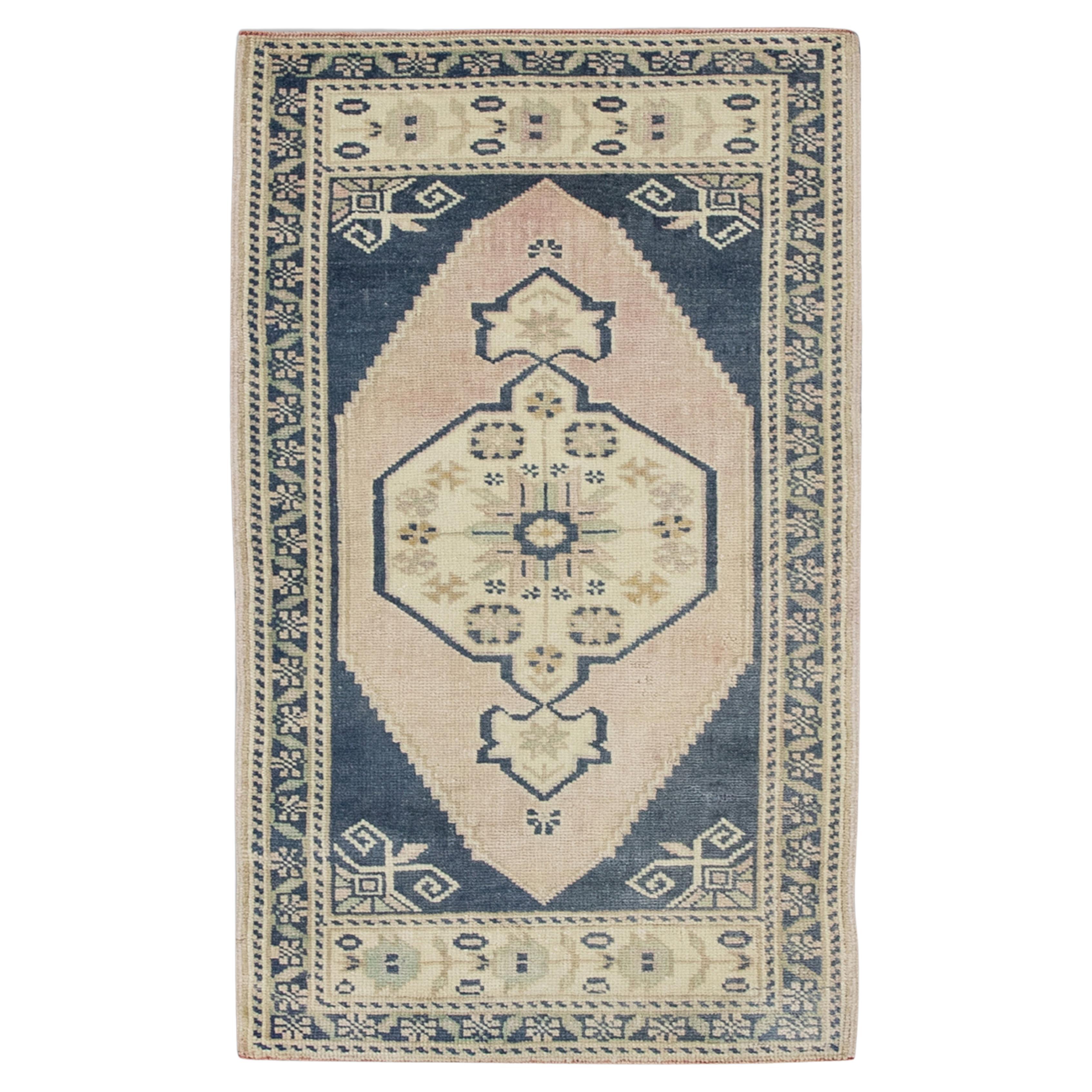 1960s Pink and Blue Vintage Turkish Mini Rug 1'9" X 3'4" For Sale at ...