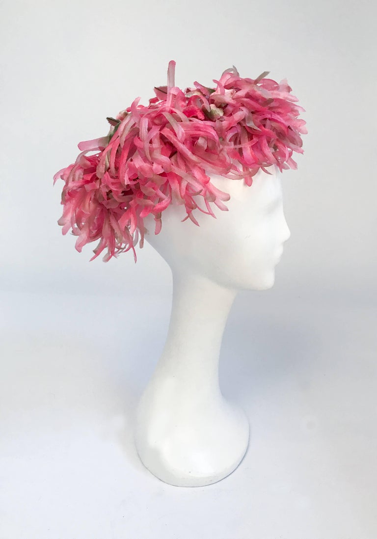 Pink Flower and Foliage Hat, 1960s at 1stDibs