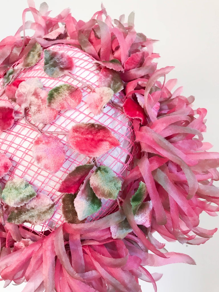 Pink Flower and Foliage Hat, 1960s at 1stDibs