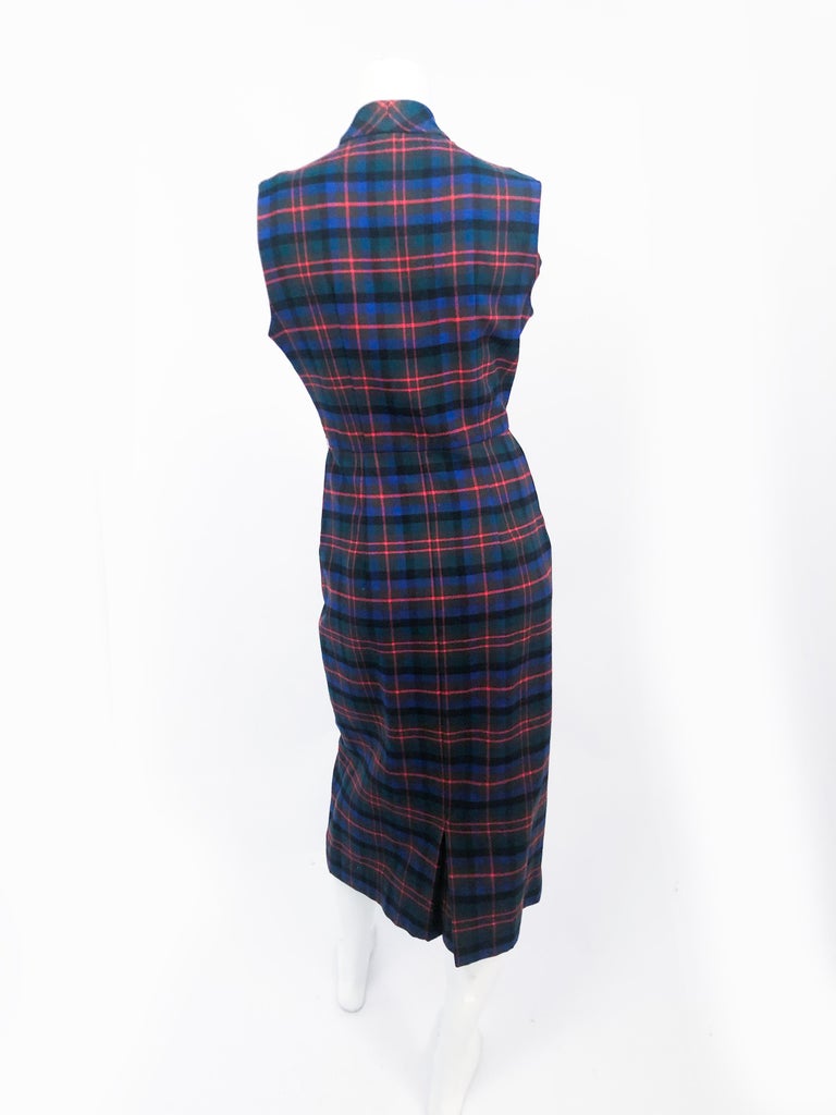 1960s Plaid Wool Shift Dress at 1stDibs