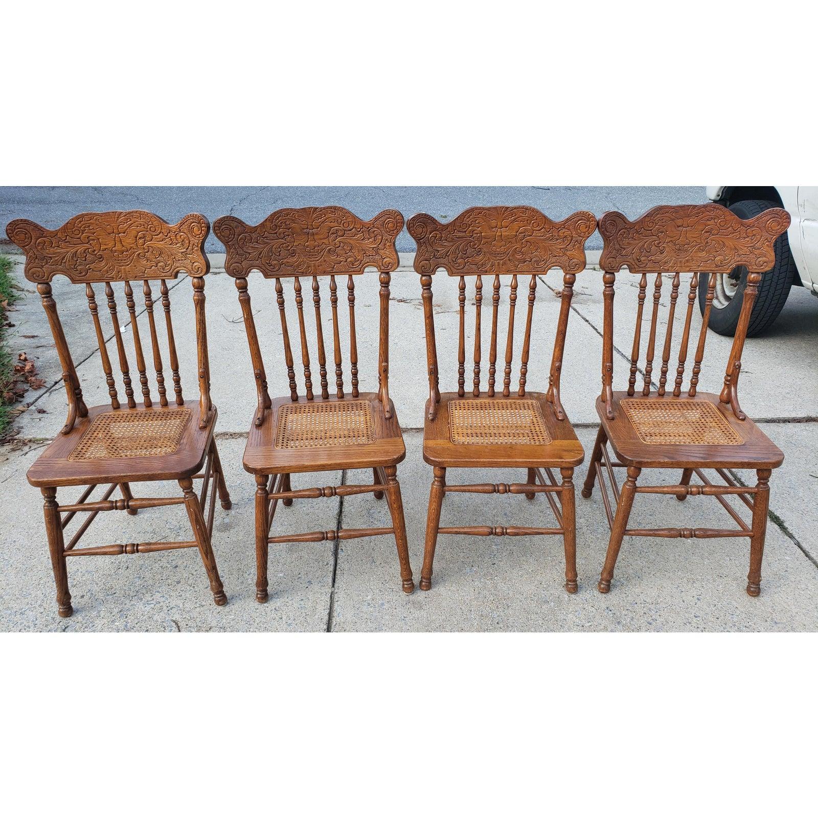 1960s Pressed Back Spindle Cane Seat Dining Chairs For Sale at 1stDibs ...