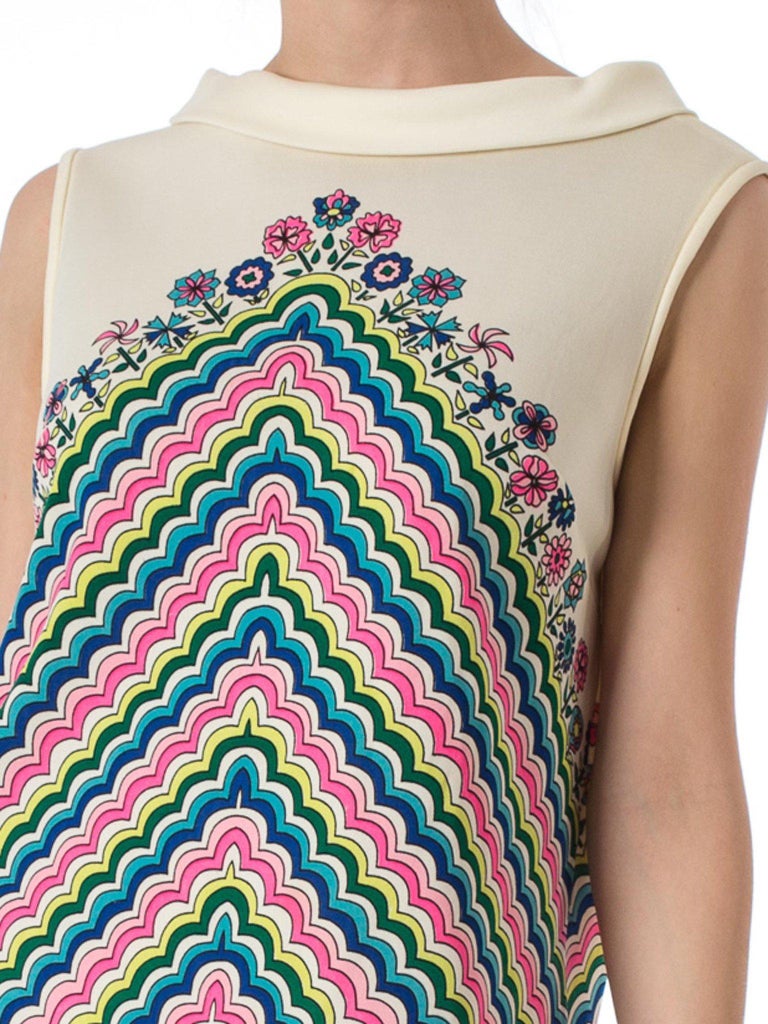 1960S Psychedelic Chevron Sleeveless Mock Neck Dress For Sale at 1stDibs