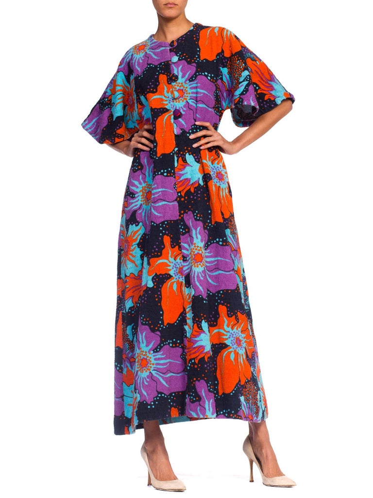 1960S 1960'S Psychedelic Terry Cloth Maxi Dress Cover Up at 1stDibs