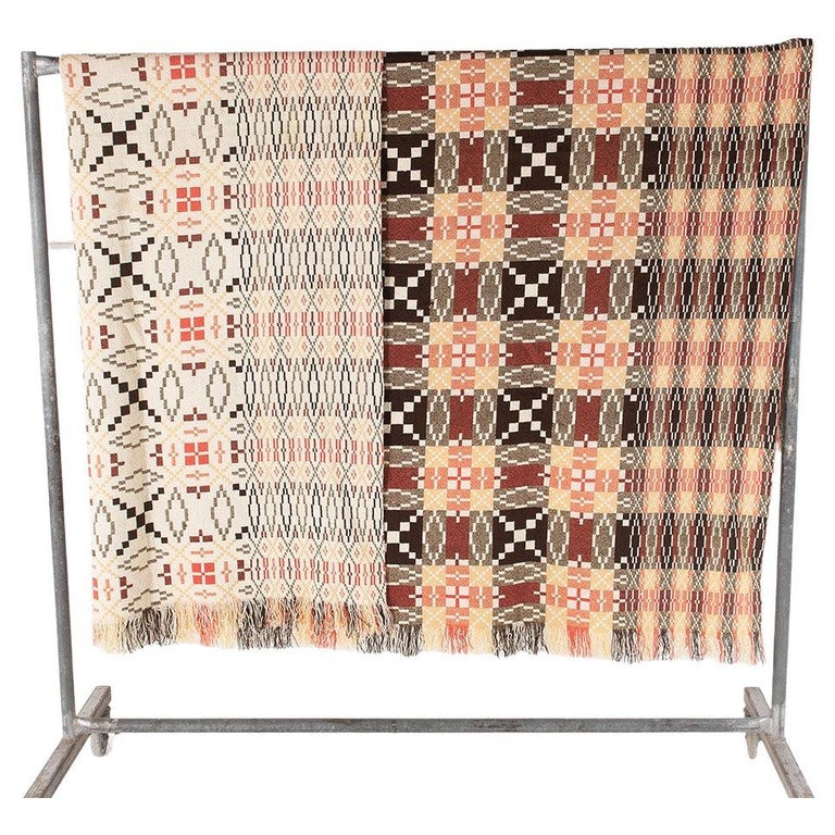 1960s Pure Welsh Wool Tapestry Blanket in an Autumnal Red Brown ...