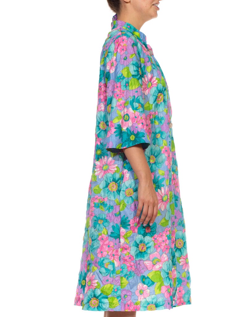 1960S Purple , Blue and Pink Polyester Floral Print Jacket With ...