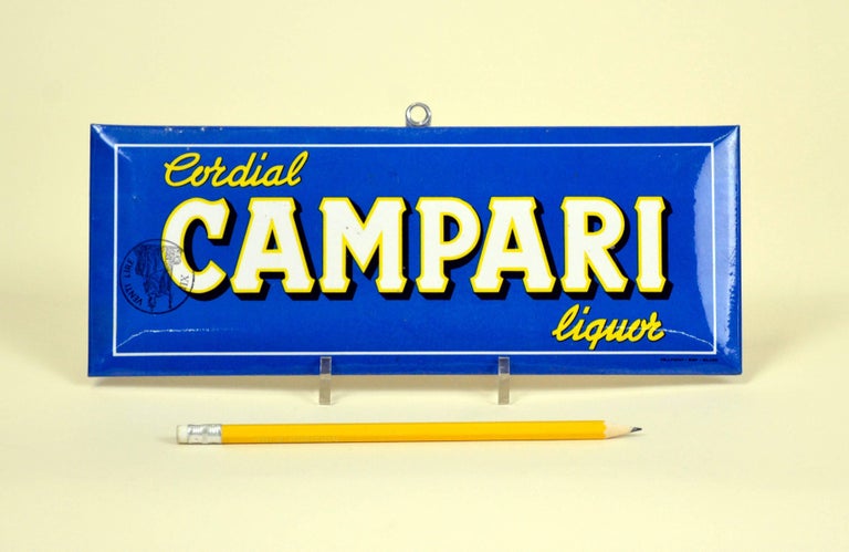 1960s Rare Vintage Italian Blue Cordial Campari Sign at 1stDibs