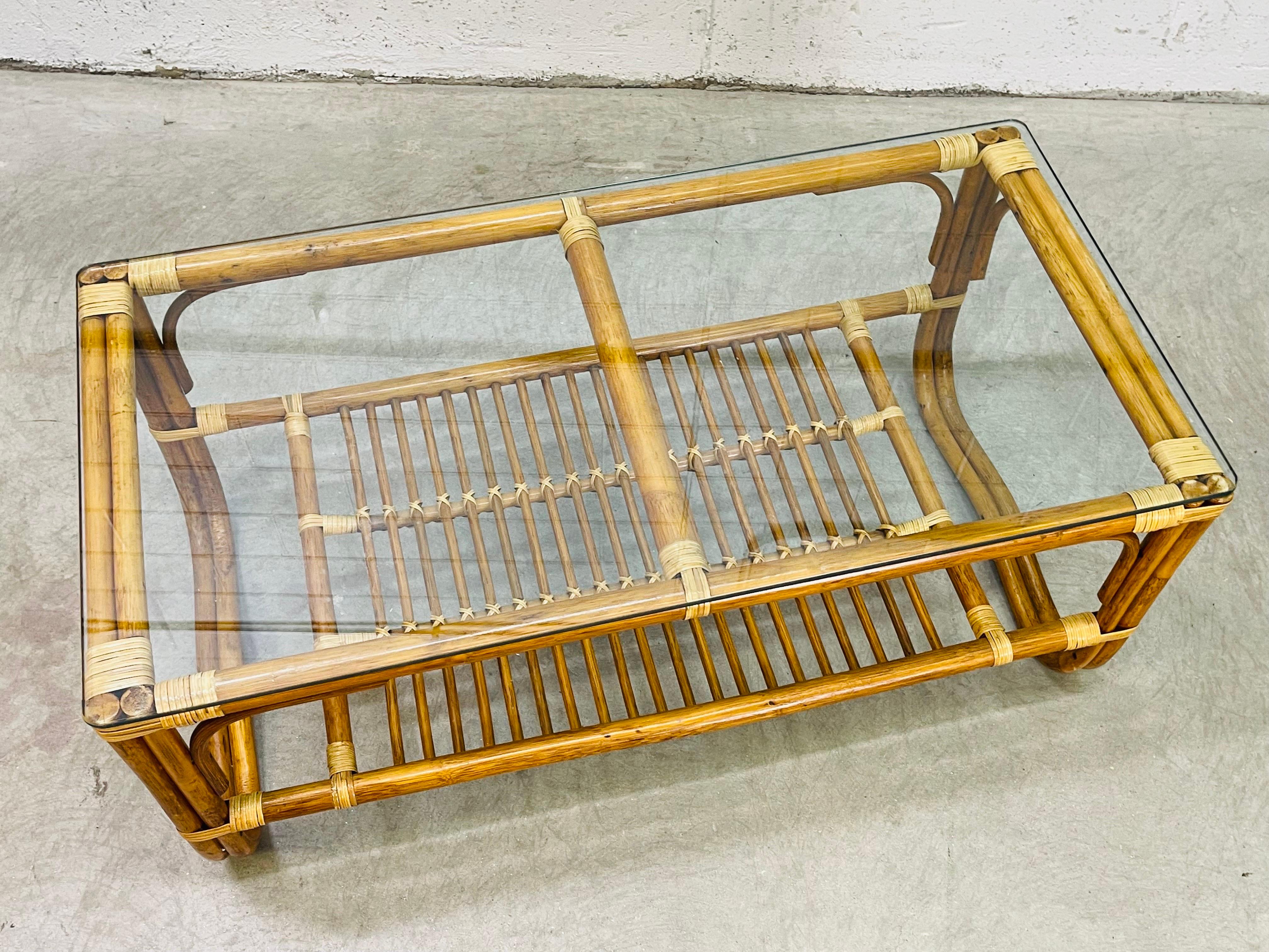 1960s Rattan and Glass Top Coffee Table For Sale at 1stDibs | vintage ...