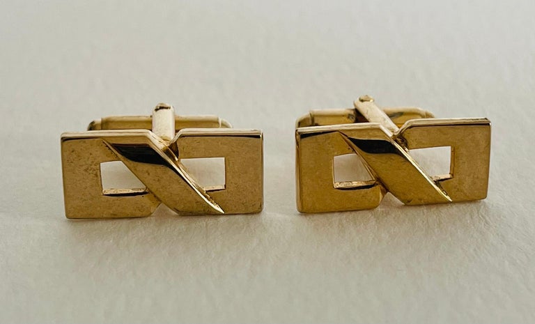 1960s Rectangular Gold Cufflinks, Pr For Sale at 1stDibs