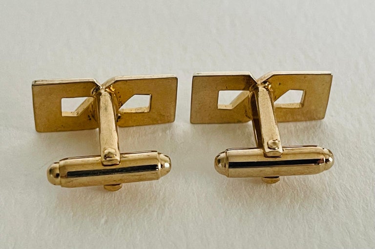 1960s Rectangular Gold Cufflinks, Pr For Sale at 1stDibs