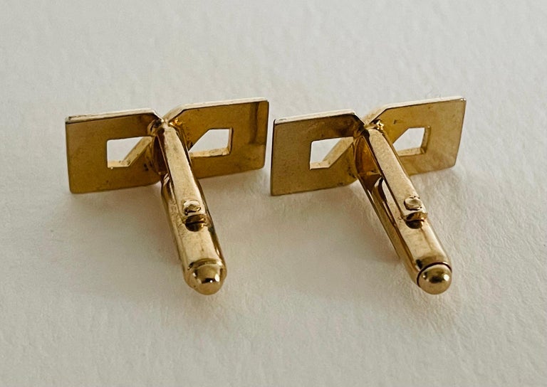 1960s Rectangular Gold Cufflinks, Pr For Sale at 1stDibs