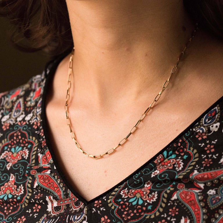 1960s Rectangular mesh 18 Karats Yellow Gold Chain Necklace at 1stDibs