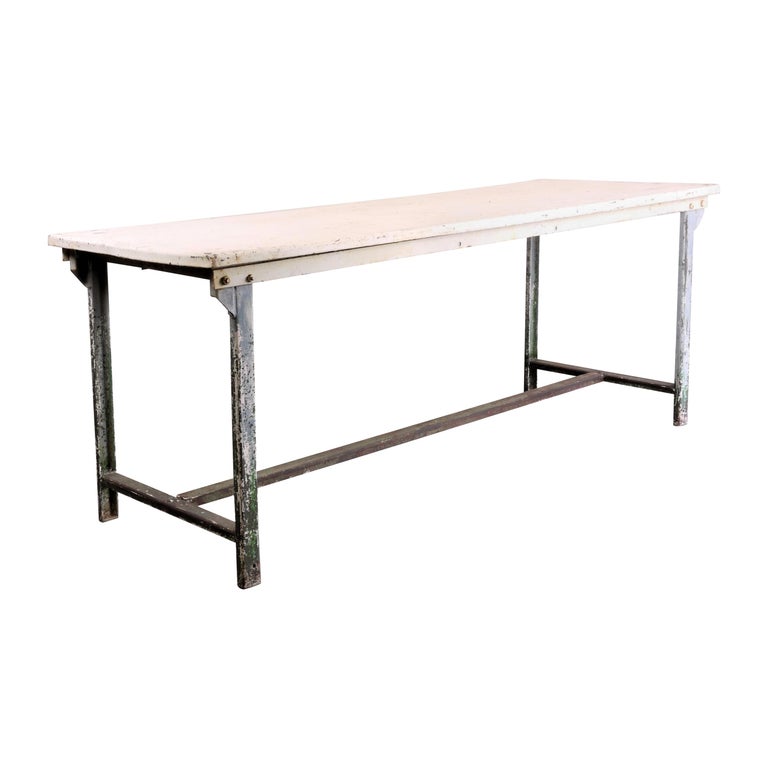 1960s Rectangular White Industrial Metal Dining/Statement Table at 1stDibs