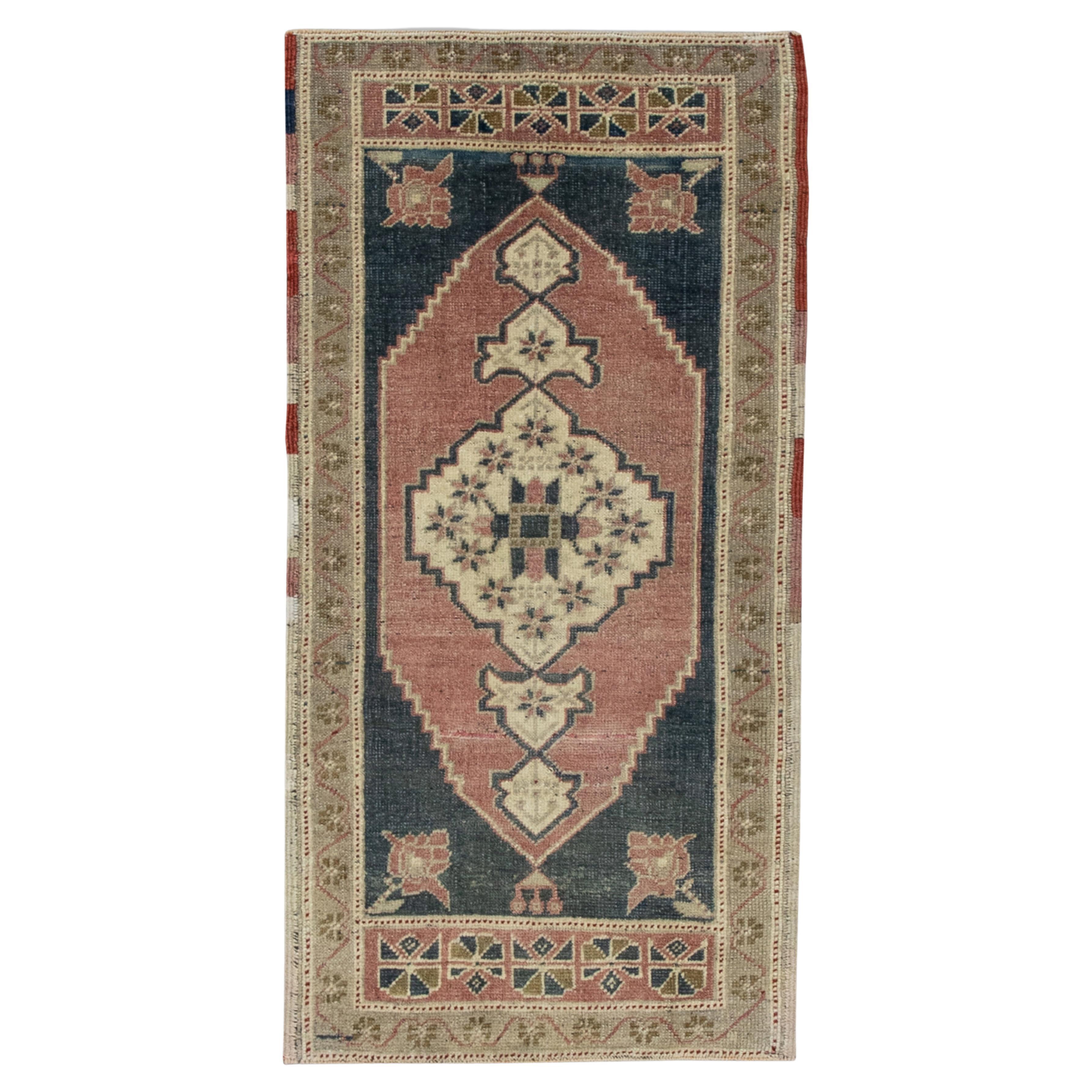 1960s Red and Blue Vintage Turkish Mini Rug 1'10" X 3'7" For Sale at ...