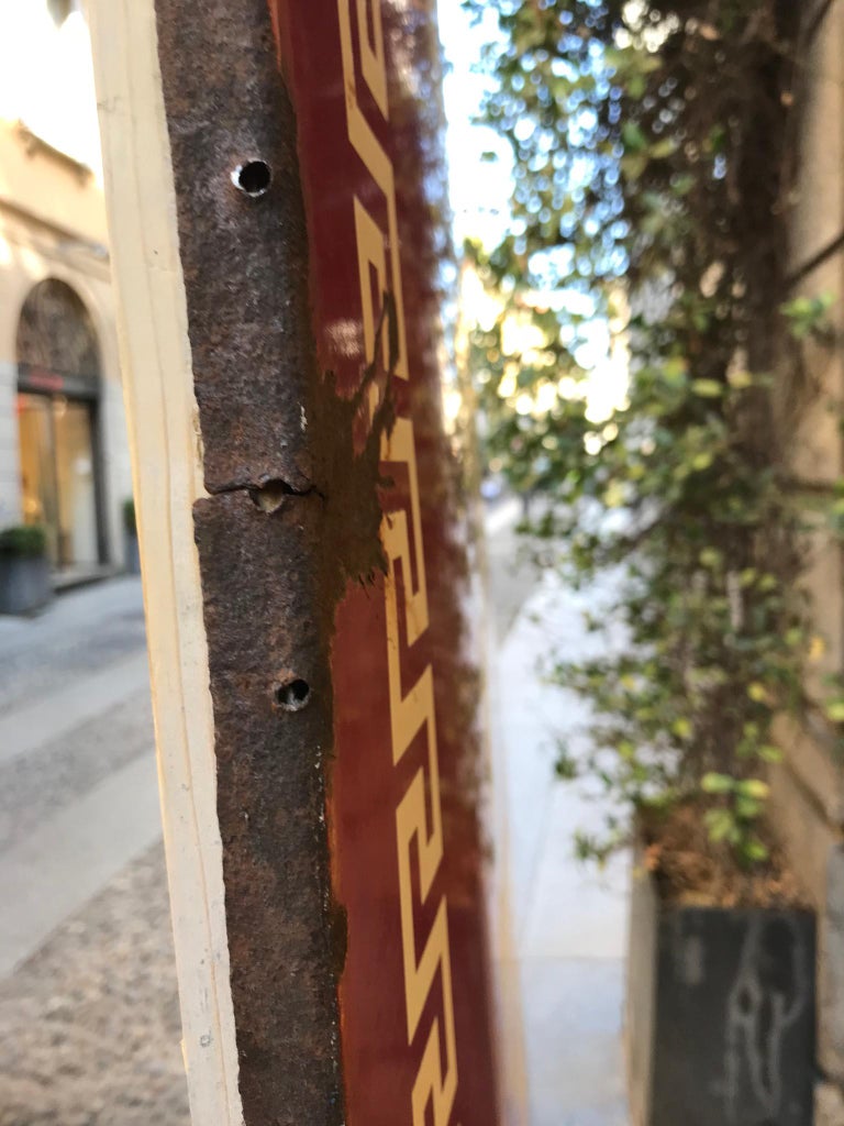 1960s Red Enamel Metal Vintage Italian Bitter Campari Sign at 1stDibs