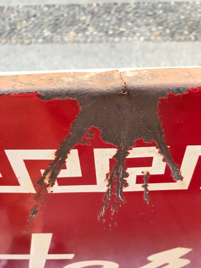 1960s Red Enamel Metal Vintage Italian Bitter Campari Sign at 1stDibs