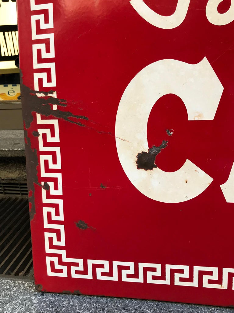 1960s Red Enamel Metal Vintage Italian Bitter Campari Sign at 1stDibs