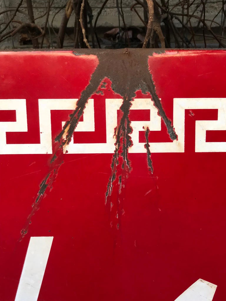 1960s Red Enamel Metal Vintage Italian Bitter Campari Sign at 1stDibs