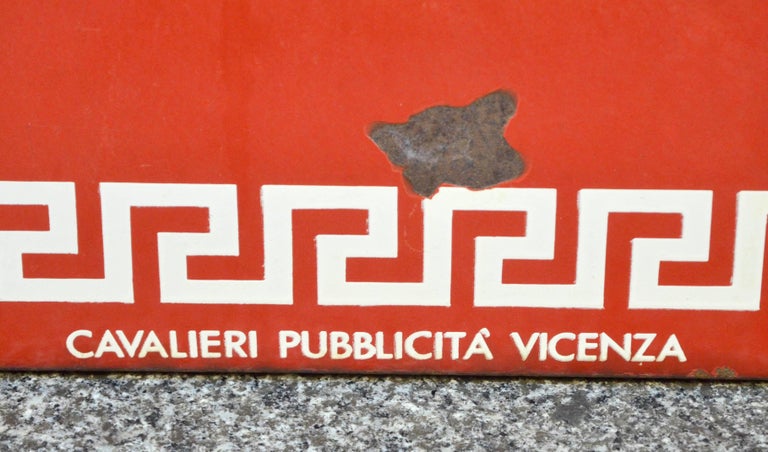 1960s Red Enamel Metal Vintage Italian Campari Sign at 1stDibs