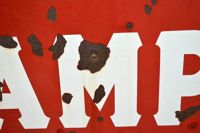 1960s Red Enamel Metal Vintage Italian Campari Sign at 1stDibs